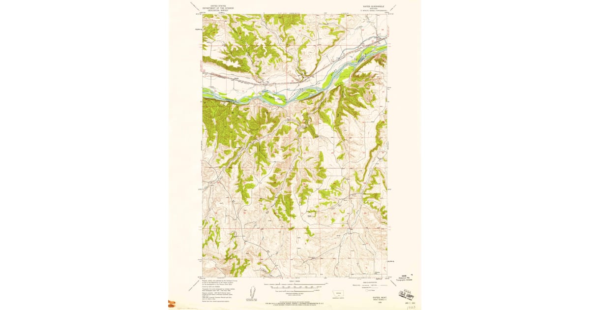 1956 Map of Rapids, Carbon County, MT — High-Res | Pastmaps