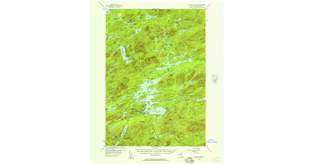 1954 Map of Raquette Lake, Hamilton County, NY — High-Res | Pastmaps