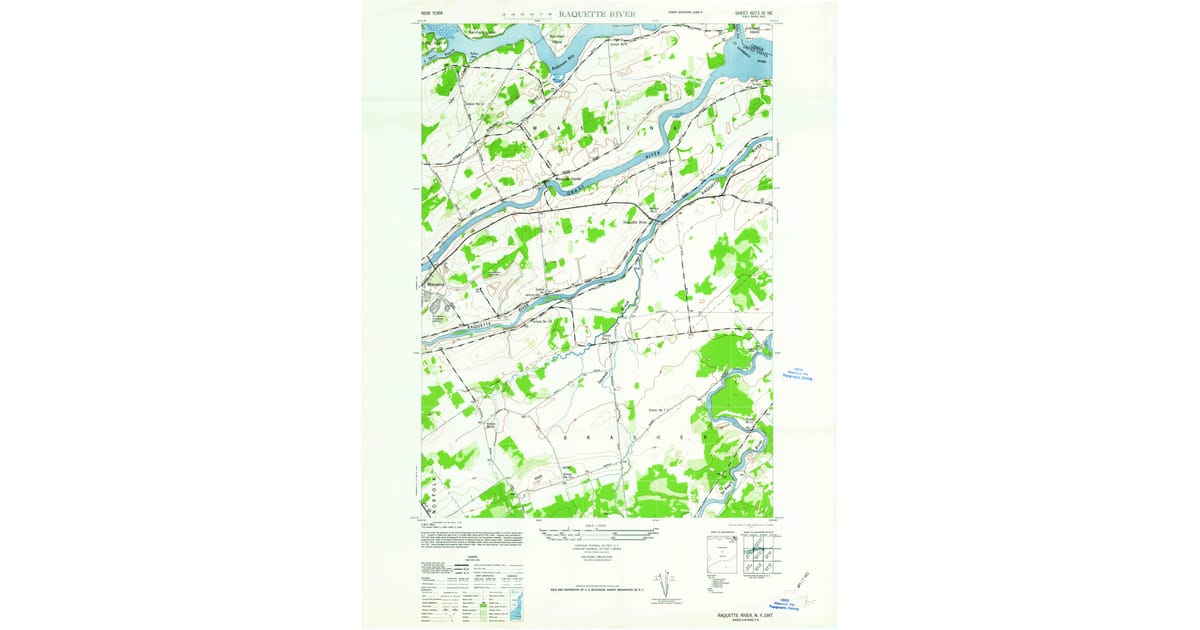 1946 Map of Raquette River, St. Lawrence County, NY — High-Res | Pastmaps