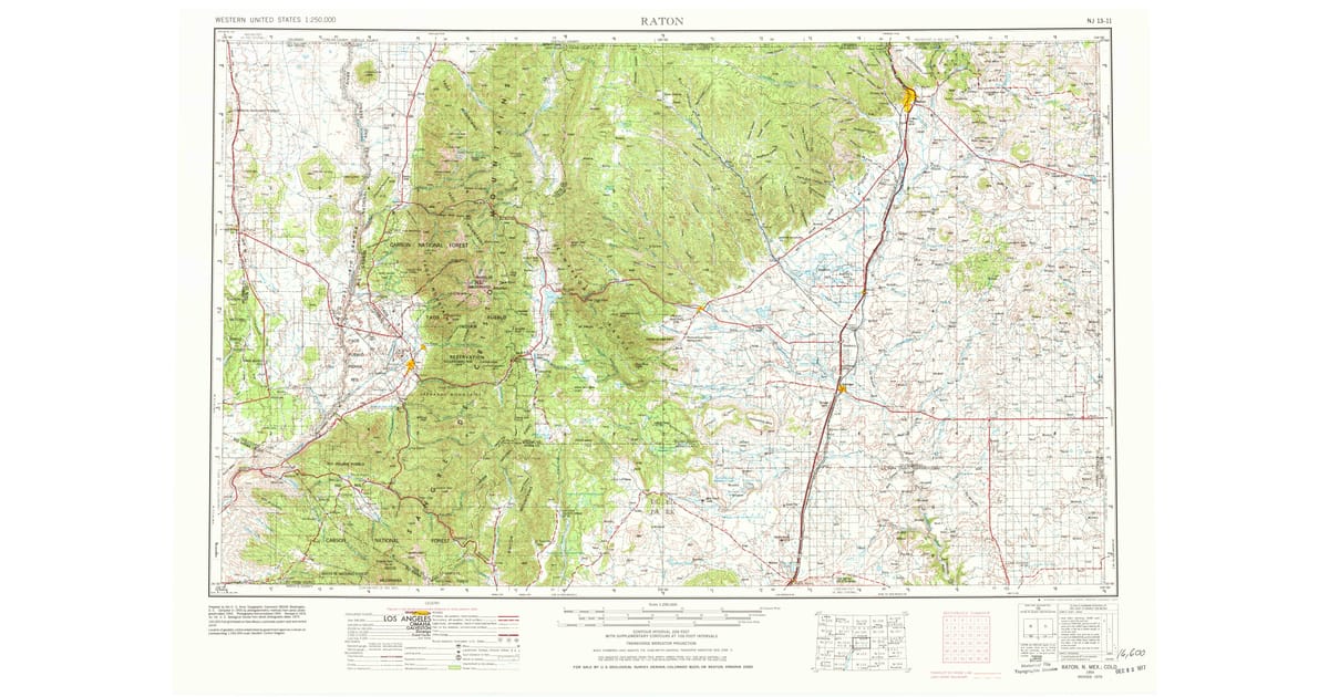 1954 Map of Raton, NM — High-Res, 1977 Print #2 | Pastmaps