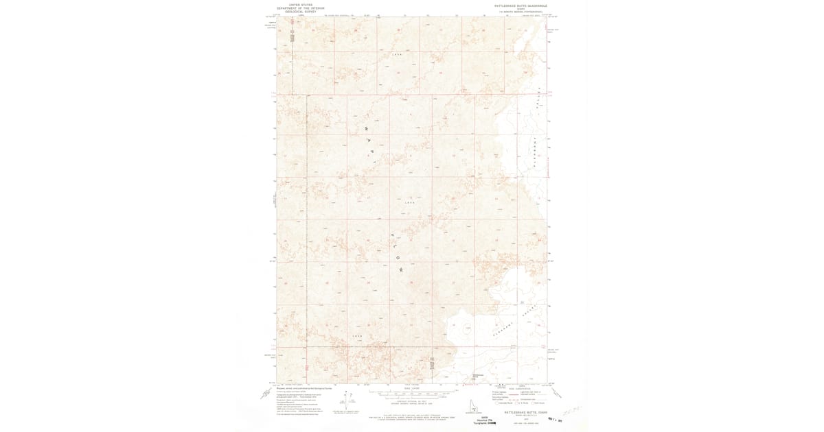 1972 Map of Rattlesnake Butte, Power County, ID — High-Res | Pastmaps