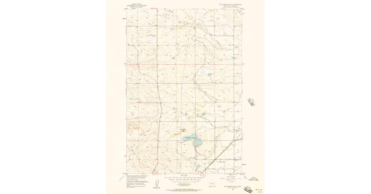 1956 Map of Rattlesnake Butte, Yellowstone County, MT — High-Res | Pastmaps