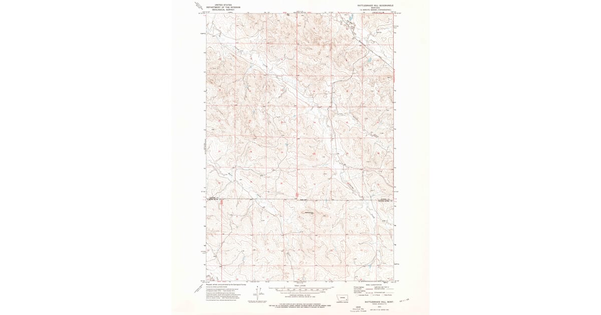 1973 Map of Rattlesnake Hill, Custer County, MT — High-Res | Pastmaps