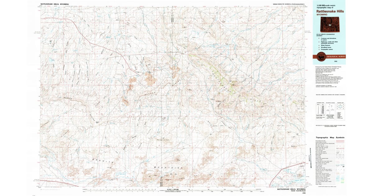 1981 Map of Rattlesnake Hills, Natrona County, WY — High-Res | Pastmaps