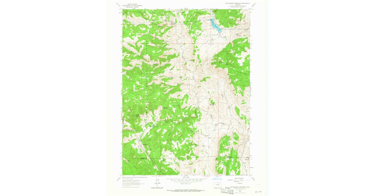 1962 Map of Rattlesnake Reservoir, Larimer County, CO — High-Res | Pastmaps