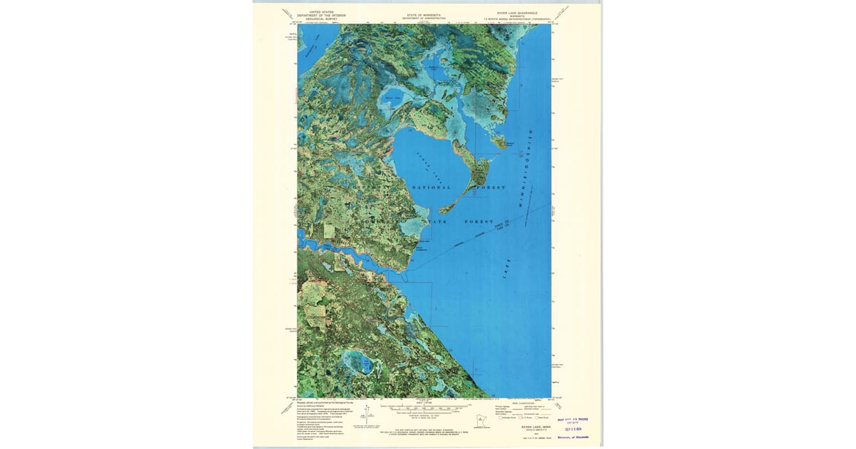 1971 Map of Raven Lake, Itasca County, MN — High-Res | Pastmaps