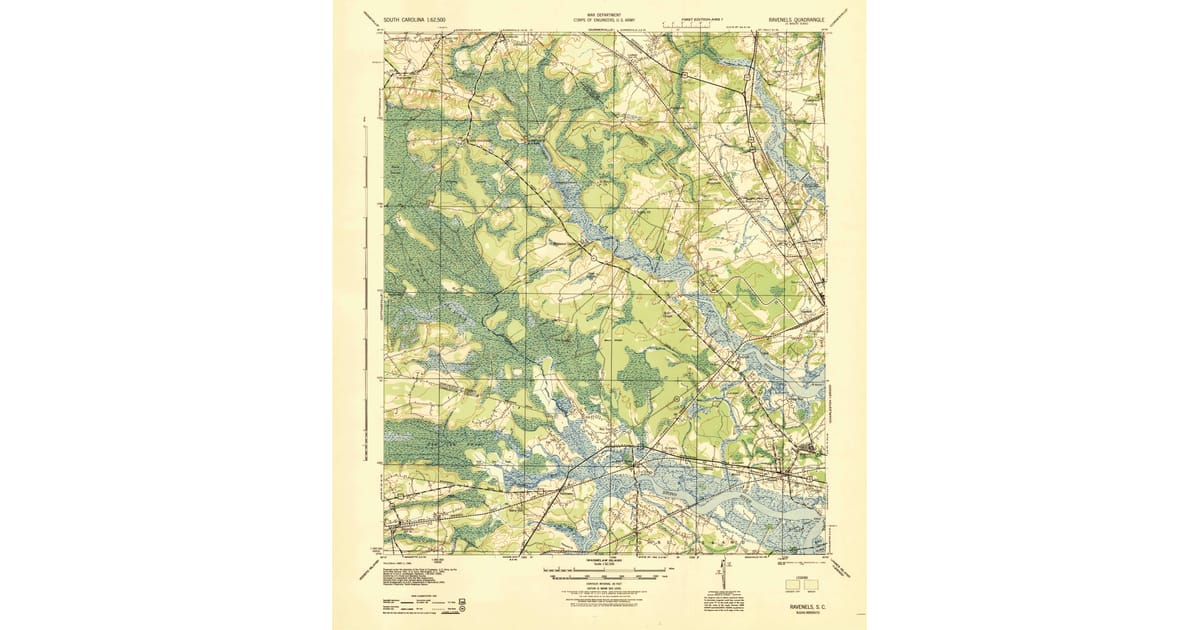 1944 Map of Ravenels, Charleston County, SC — High-Res | Pastmaps