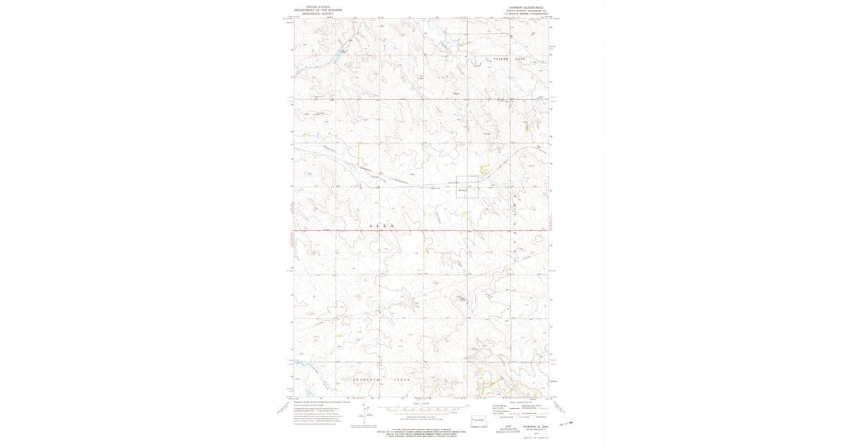 1972 Map of Rawson, McKenzie County, ND — High-Res | Pastmaps