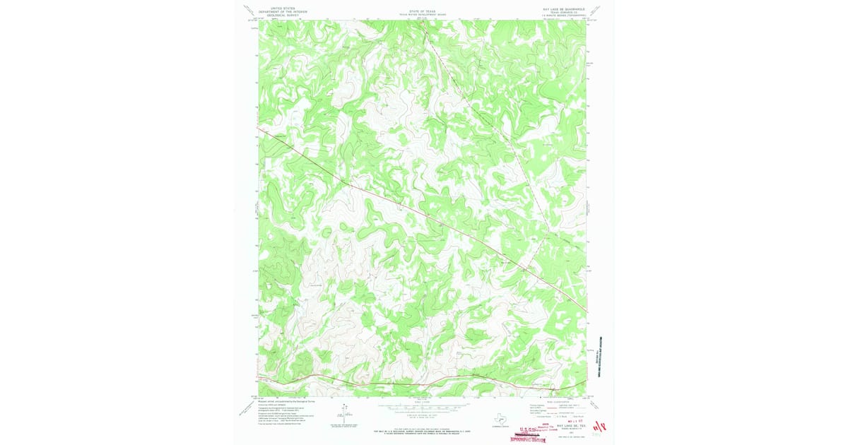 1971 Map of Ray Lake SE, Edwards County, TX — High-Res | Pastmaps