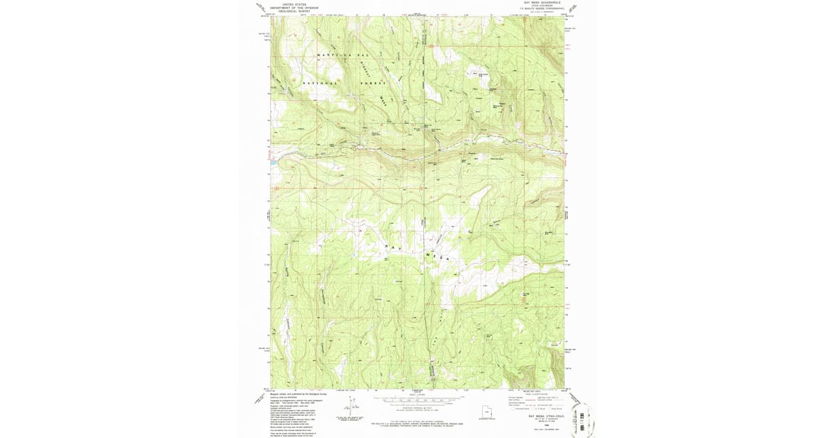 1986 Map of Ray Mesa, San Juan County, UT — High-Res | Pastmaps