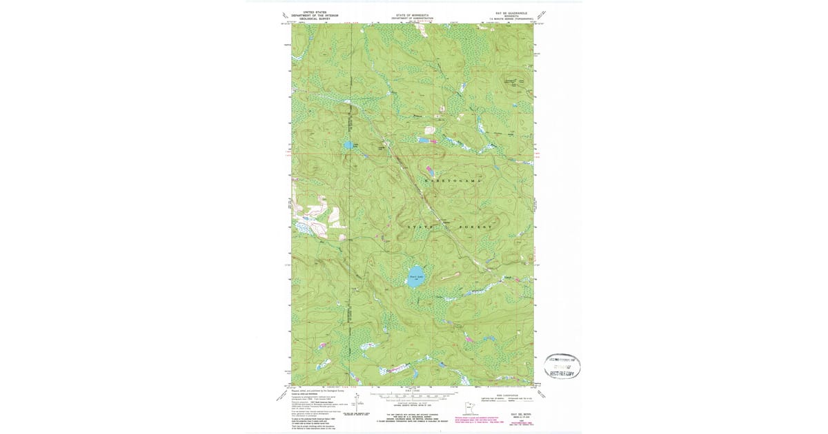 1969 Map of Ray SE, St. Louis County, MN — High-Res, 1987 Print | Pastmaps