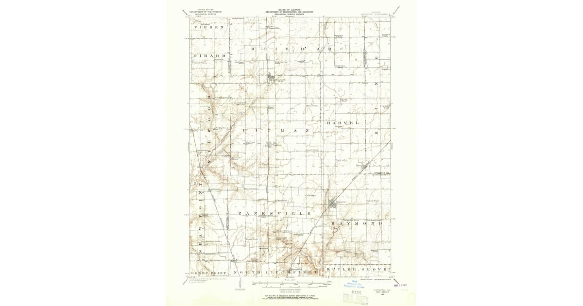 Old Maps of Harvel, IL for Academic Research | Pastmaps
