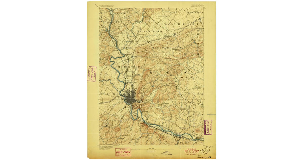 1894 Map of Reading, PA — High-Res, 1897 Print | Pastmaps