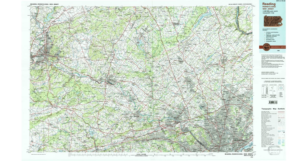 1984 Map of Reading, PA — High-Res, 1988 Print | Pastmaps