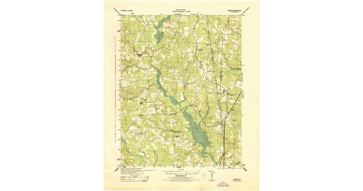 1944 Map of Reams, Dinwiddie County, VA — High-Res | Pastmaps