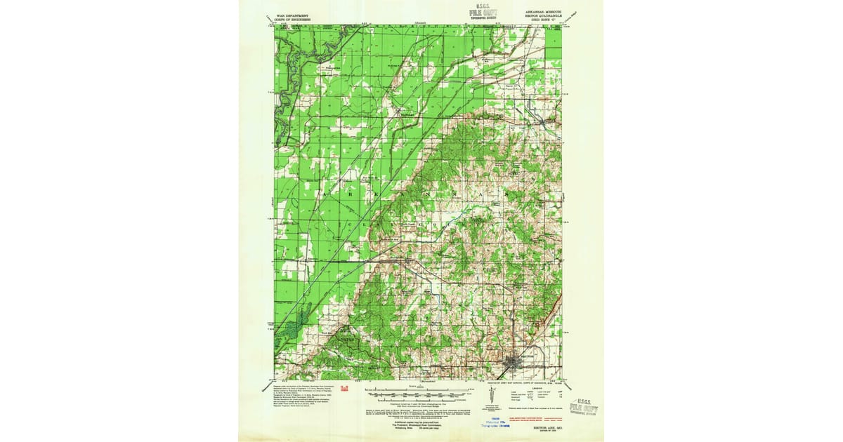 1935 Map of Rector, AR — High-Res, 1954 Print | Pastmaps