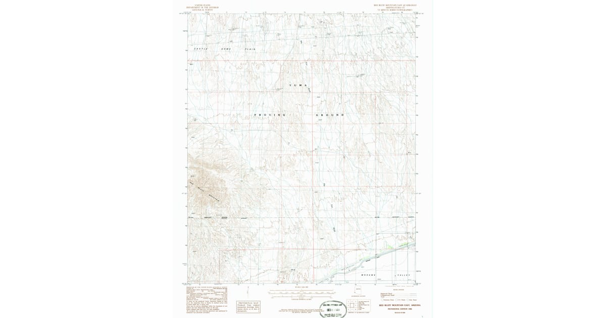 1986 Map of Red Bluff Mountain East, Yuma County, AZ — High-Res | Pastmaps