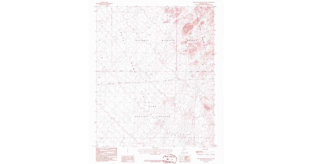 1986 Map of Red Bluff Mountain NW, Yuma County, AZ — High-Res | Pastmaps