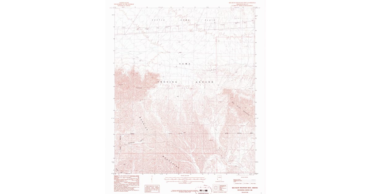 1986 Map of Red Bluff Mountain West, Yuma County, AZ — High-Res | Pastmaps