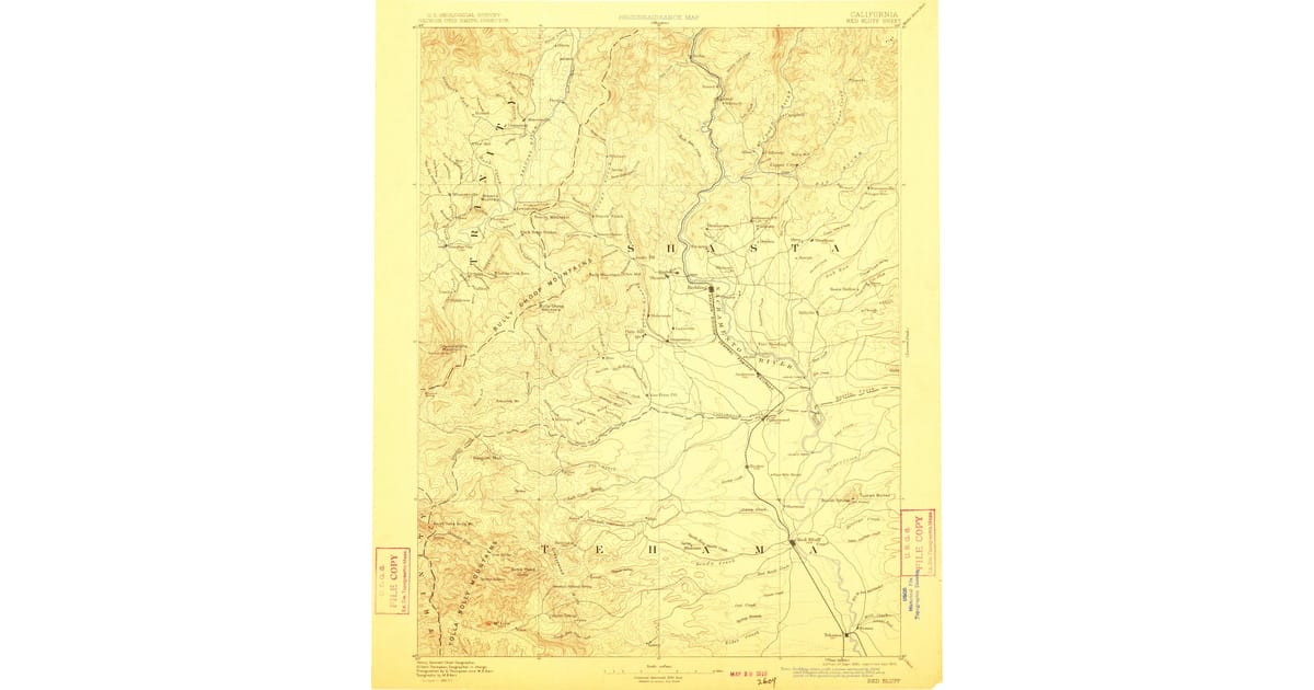 1894 Map of Red Bluff, CA — High-Res, 1910 Print | Pastmaps