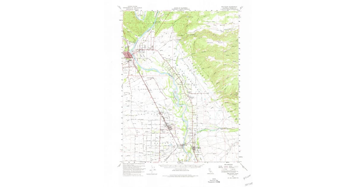 1952 Map of Red Bluff, CA — High-Res, 1980 Print | Pastmaps