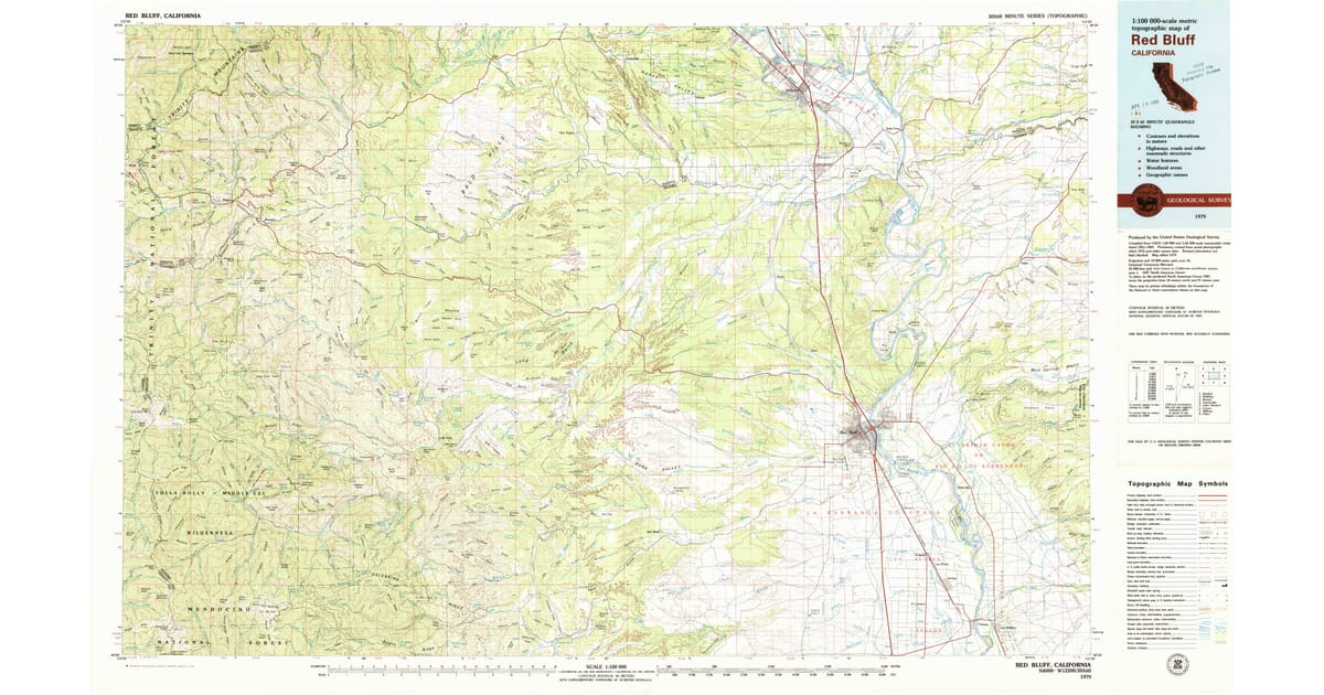 1979 Map of Red Bluff, CA — High-Res, 1979 Print #2 | Pastmaps
