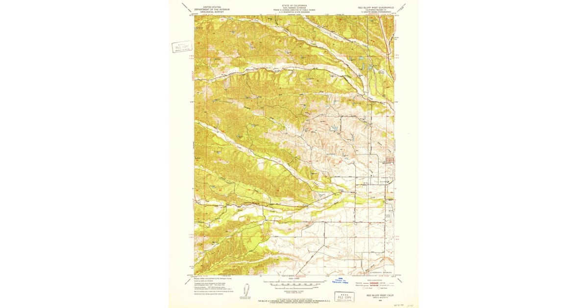 1951 Map of Red Bluff West, Tehama County, CA — High-Res | Pastmaps