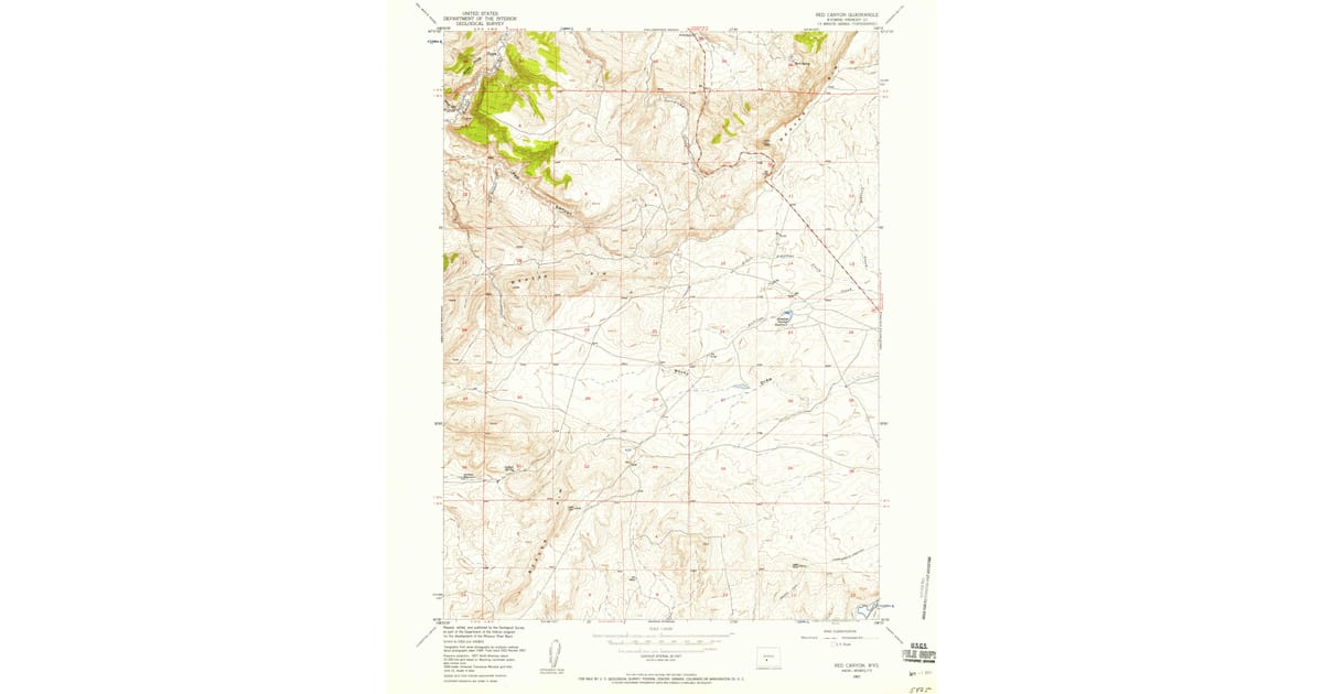 1957 Map of Red Canyon, Fremont County, WY — High-Res | Pastmaps