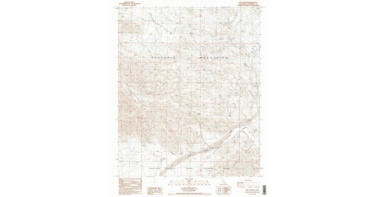 1986 Map of Red Canyon, Riverside County, CA — High-Res | Pastmaps