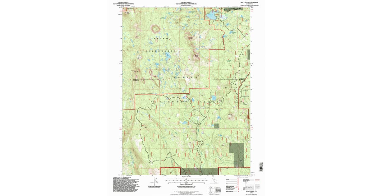 1995 Map of Red Cinder, Plumas County, CA — High-Res | Pastmaps