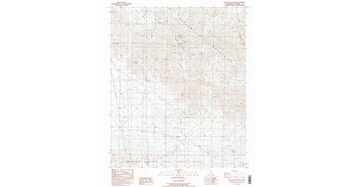 1986 Map of Red Cloud Canyon, Riverside County, CA — High-Res | Pastmaps