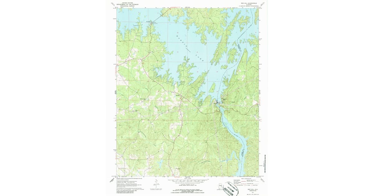 1971 Map of Red Hill, Elmore County, AL — High-Res, 1986 Print | Pastmaps