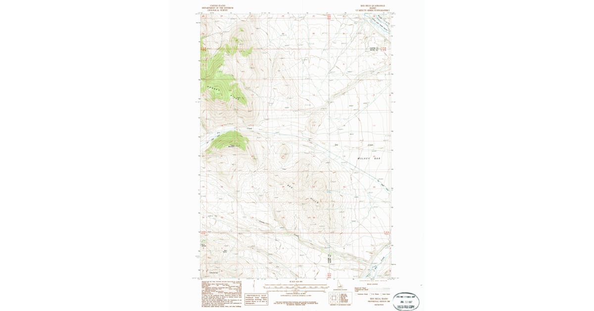 1987 Map of Red Hills, Custer County, ID — High-Res | Pastmaps