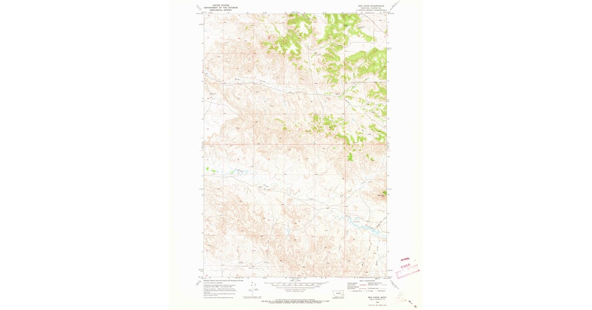 1969 Map of Red Knob, Custer County, MT — High-Res | Pastmaps