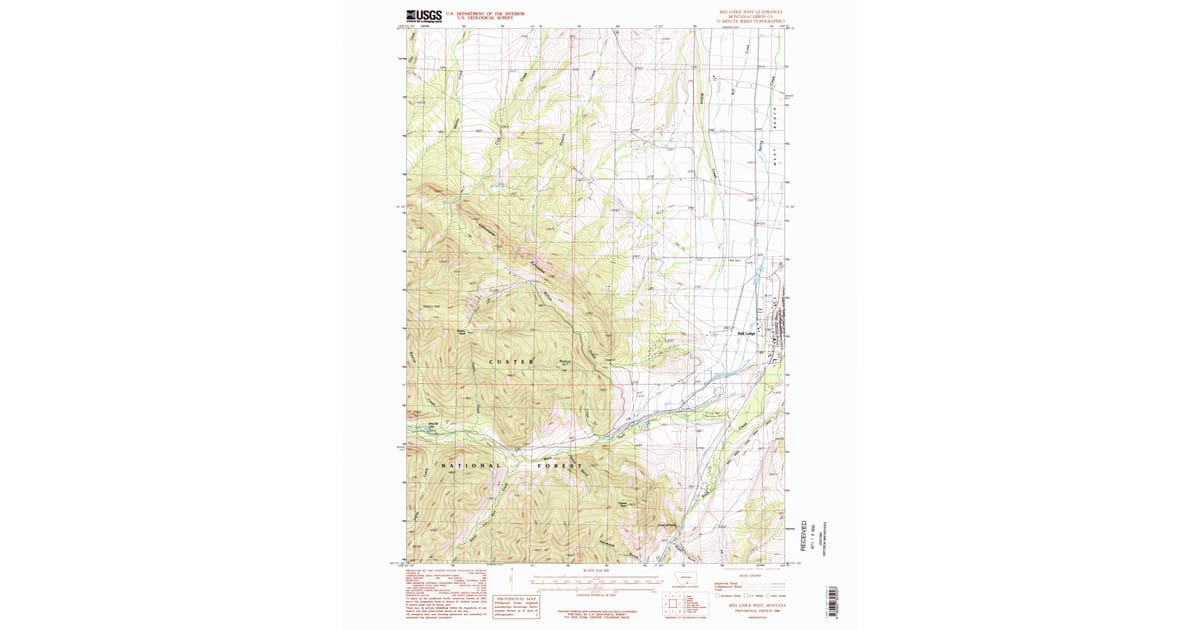 1986 Map of Red Lodge West, Carbon County, MT — High-Res | Pastmaps