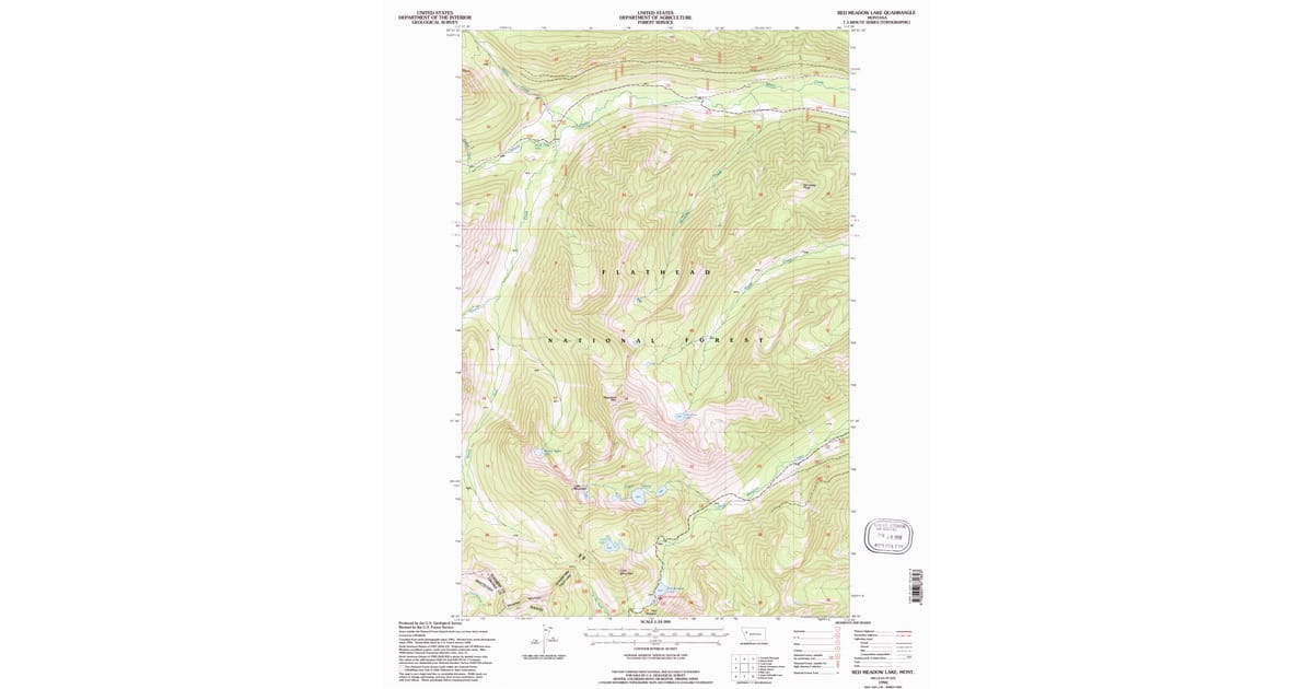 1994 Map of Red Meadow Lake, Flathead County, MT — High-Res | Pastmaps