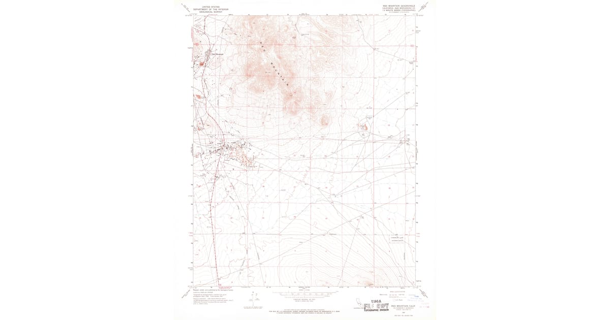 1967 Map of Red Mountain, San Bernardino County, CA — High-Res | Pastmaps