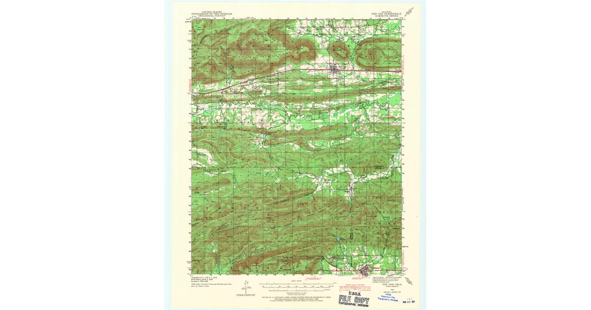 1940 Map of Red Oak, OK — High-Res | Pastmaps