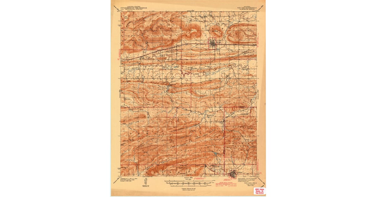 1943 Map of Red Oak, OK — High-Res | Pastmaps