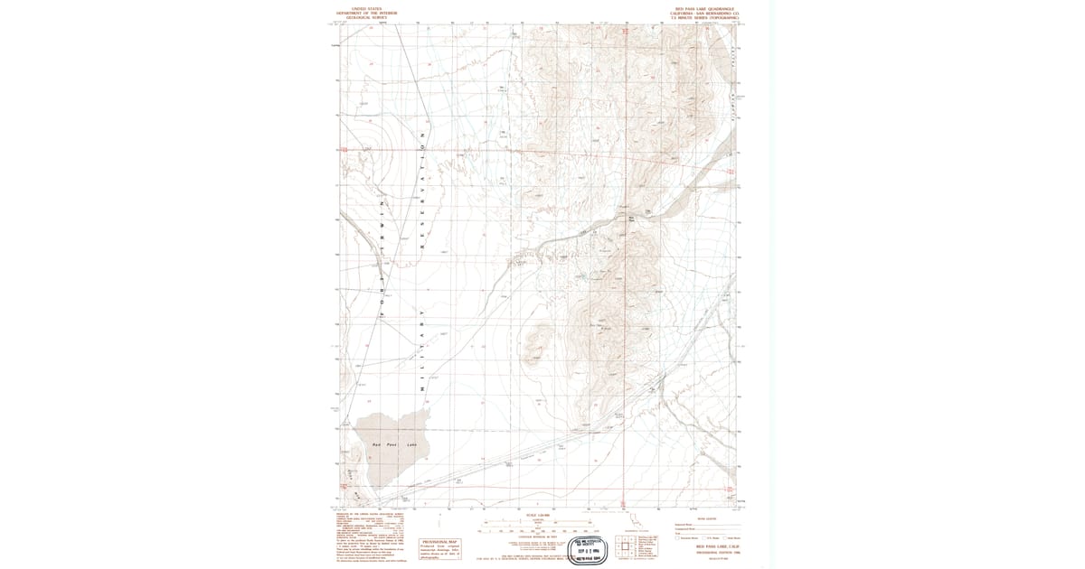 1986 Map of Red Pass Lake, San Bernardino County, CA — High-Res | Pastmaps
