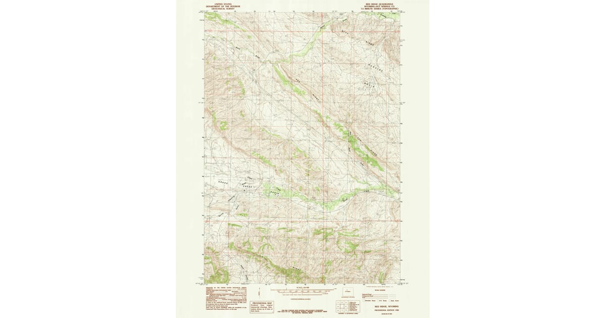 1985 Map of Red Ridge, Hot Springs County, WY — High-Res | Pastmaps