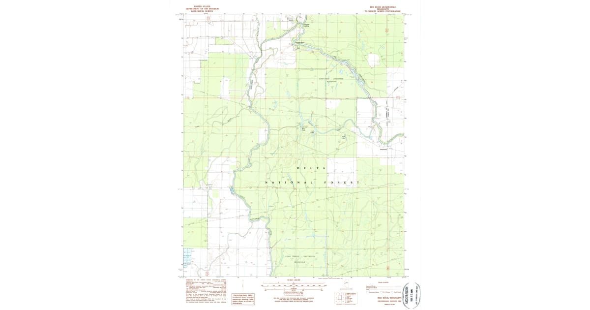 1988 Map of Red Rock, Sharkey County, MS — High-Res | Pastmaps