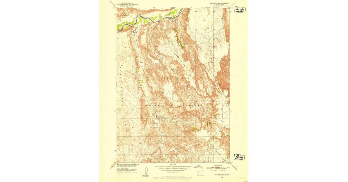 1951 Map of Red Shirt SW, Oglala Lakota County, SD — High-Res | Pastmaps
