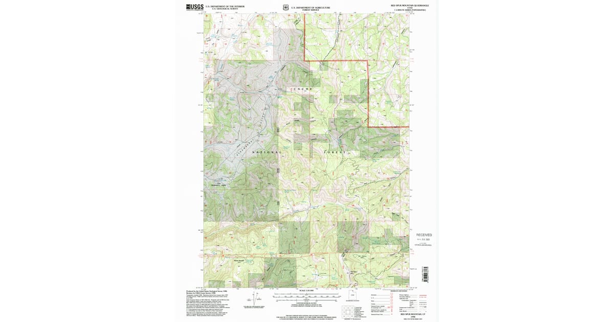 1998 Map of Red Spur Mountain, Cache County, UT — High-Res | Pastmaps