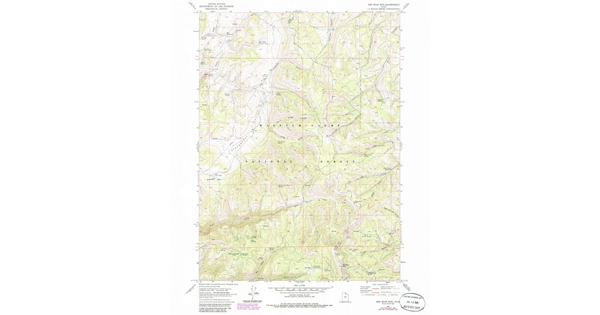 1986 Map of Red Spur Mtn, Cache County, UT — High-Res | Pastmaps