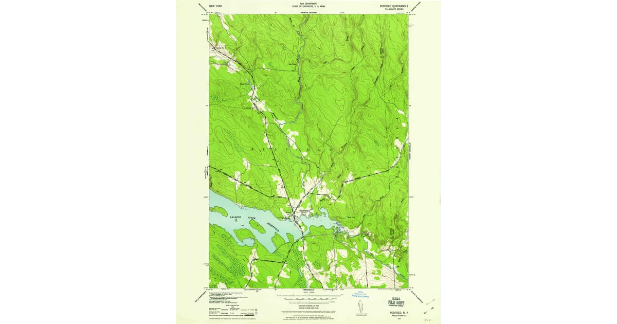 1942 Map of Redfield, Oswego County, NY — High-Res | Pastmaps
