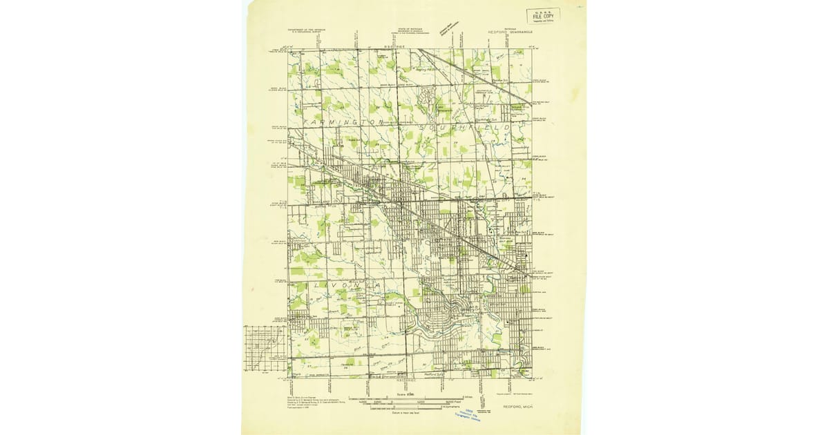 1936 Map of Redford, Wayne County, MI — High-Res | Pastmaps