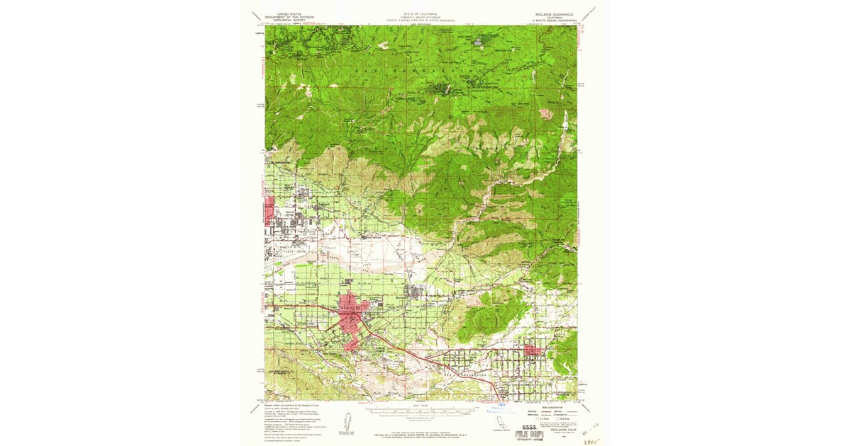 1954 Map of Redlands, CA — High-Res | Pastmaps