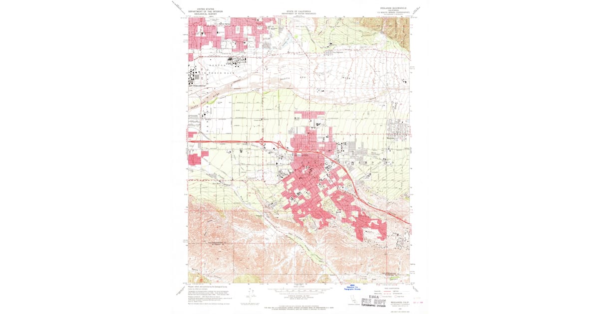 1967 Map of Redlands, CA — High-Res | Pastmaps