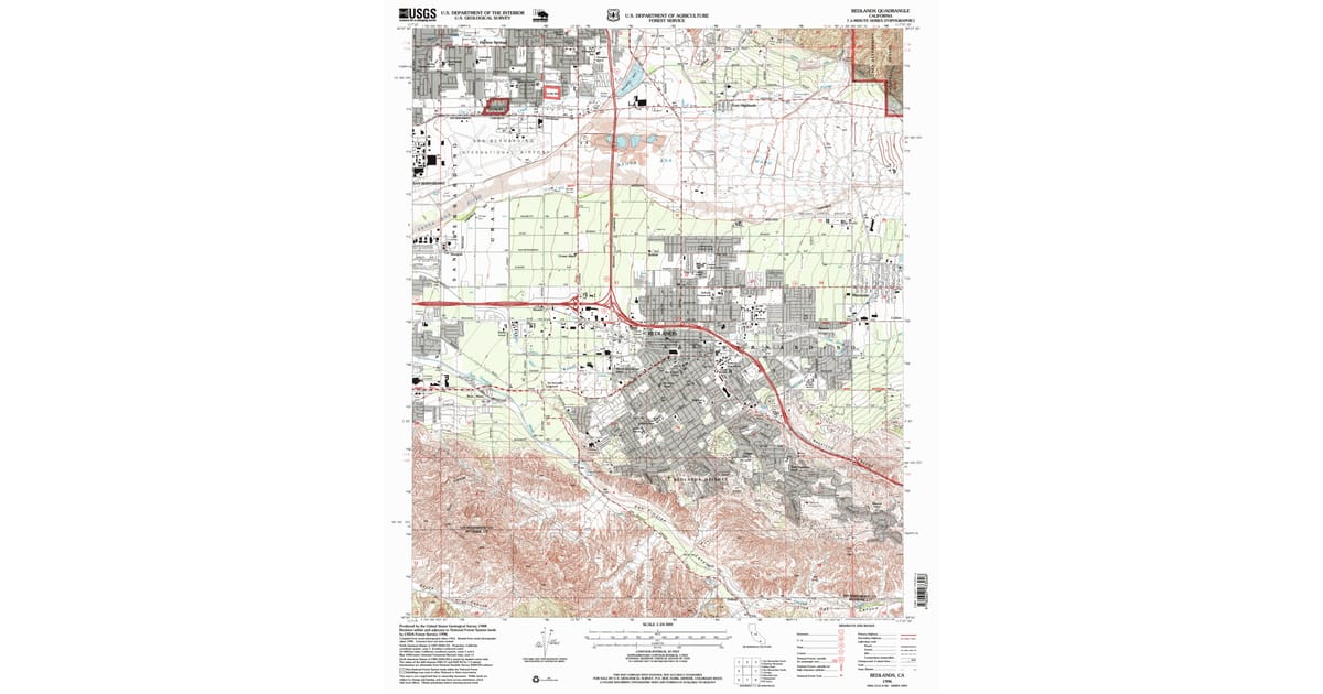 1996 Map of Redlands, CA — High-Res | Pastmaps